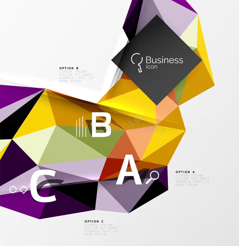 Colorful Triangle Mosaic 3d Geometric Object with Infographics Stock ...