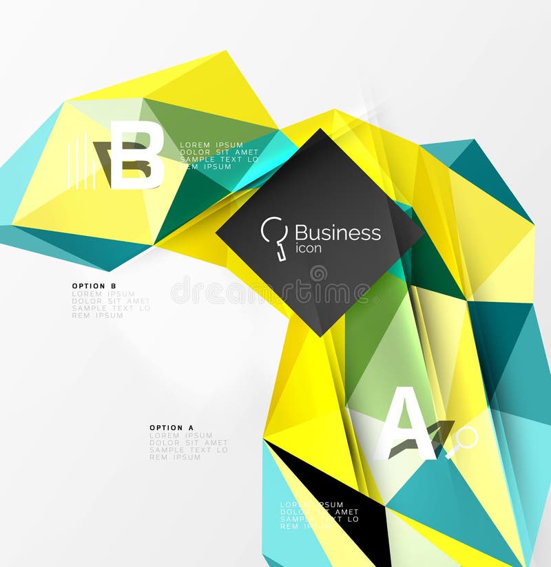 Colorful Triangle Mosaic 3d Geometric Object with Infographics Stock ...