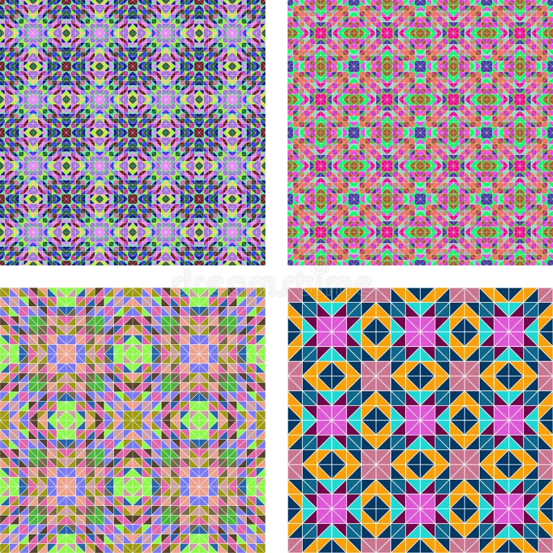 Colorful Triangle Mosaic Pattern Background Set Stock Vector ...