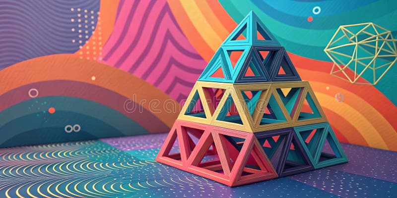 Colorful Triangle Pyramid, Abstract Art, Geometric Design Stock ...