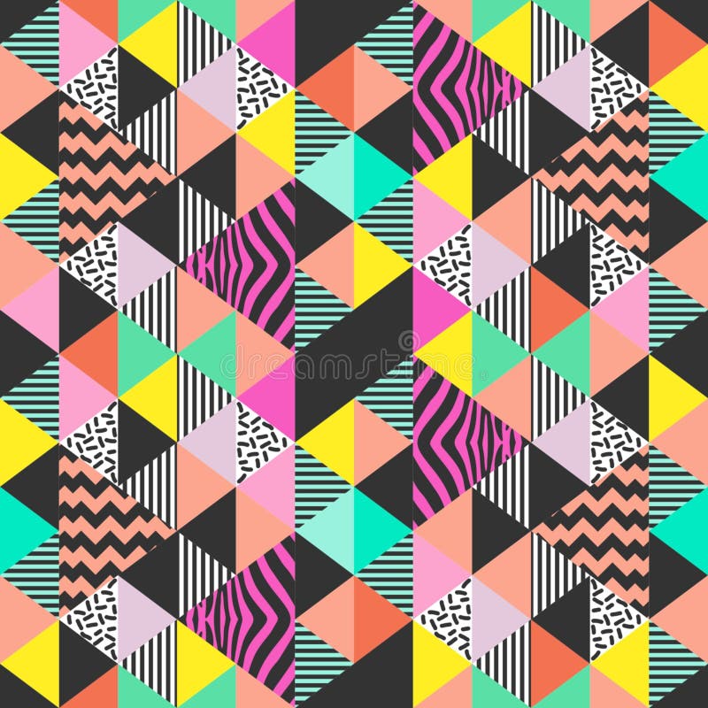 Colorful Triangle Seamless Pattern with Abstract Pastel Colors Vector ...
