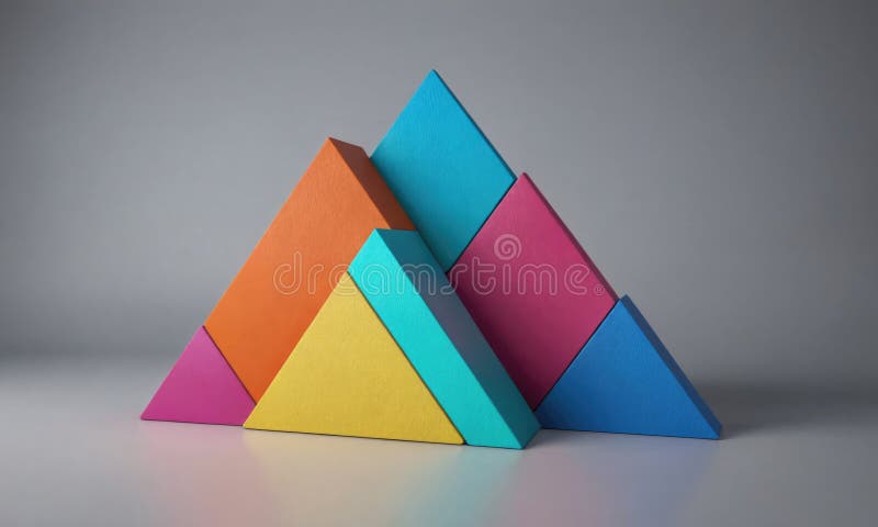 Colorful Triangles are Arranged in a Pyramid Shape Against a White ...