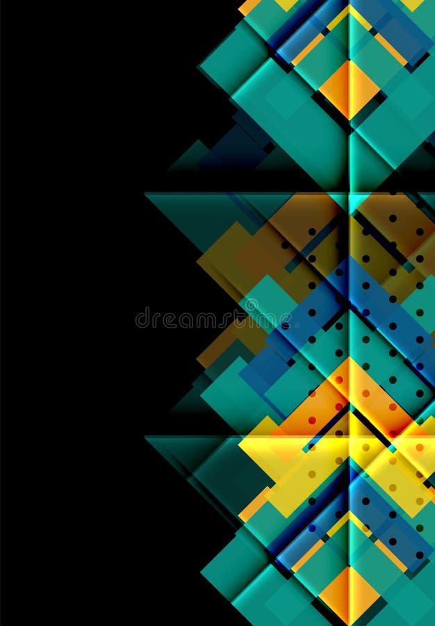 Colorful Triangles and Arrows on Dark Background Stock Vector ...