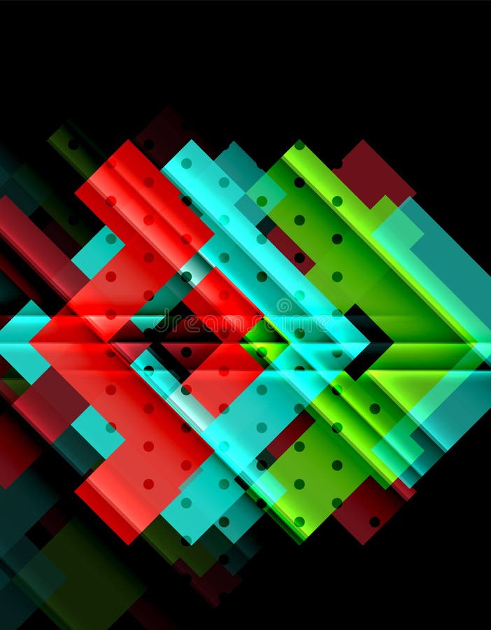 Colorful Triangles and Arrows on Dark Background Stock Vector ...