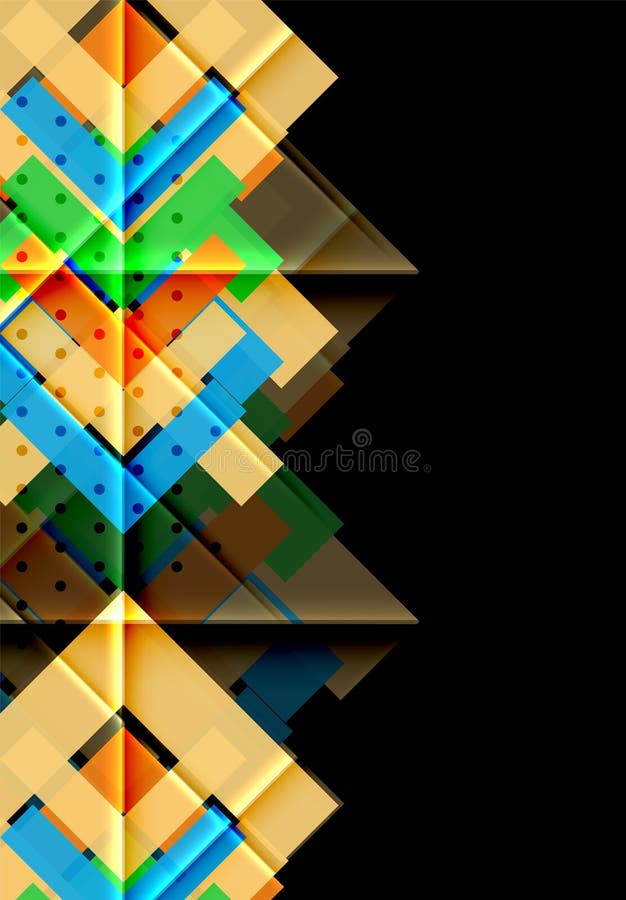 Colorful Triangles and Arrows on Dark Background Stock Vector ...