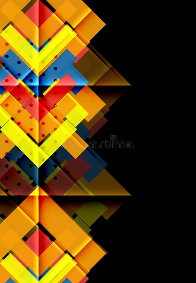 Colorful Triangles and Arrows on Dark Background Stock Vector ...