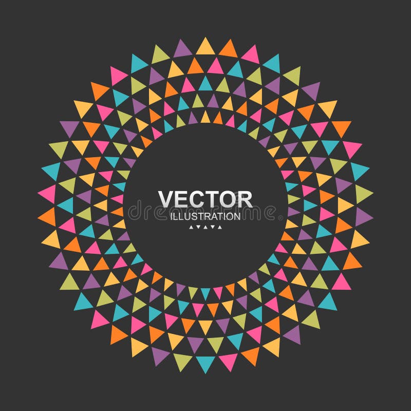 Colorful Triangles Circle Frame Border Stock Vector - Illustration of ...