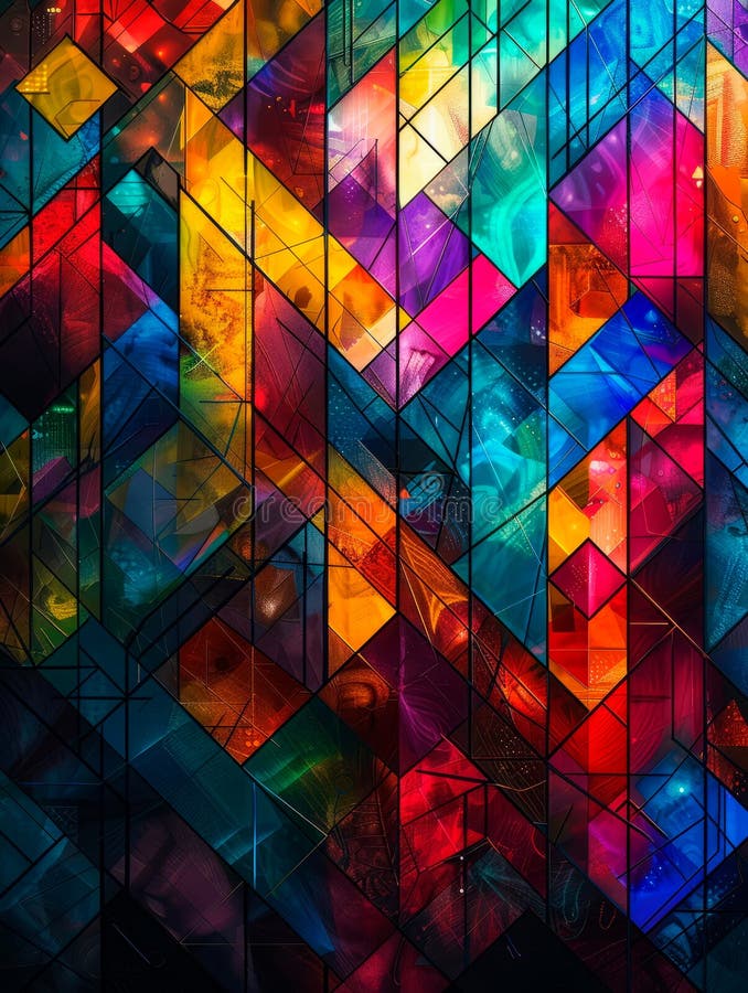 Colorful Triangles and Geometric Patterns on a Dark Background, Stock ... Colorful Triangles and Geometric Patterns on a Dark Background, Stock ...