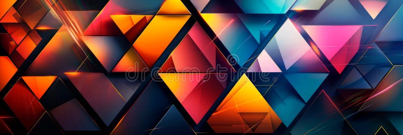 Colorful Triangles and Geometric Patterns on a Dark Background, Stock ... Colorful Triangles and Geometric Patterns on a Dark Background, Stock ...