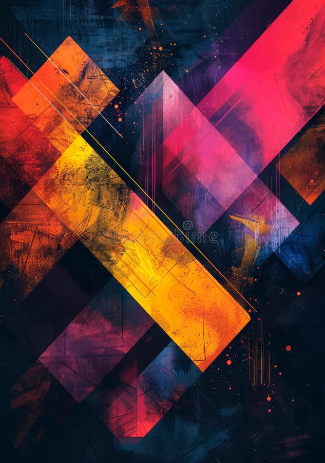 Colorful Triangles and Geometric Patterns on a Dark Background, Stock ... Colorful Triangles and Geometric Patterns on a Dark Background, Stock ...