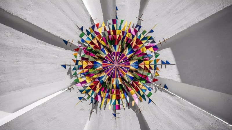 Colorful Triangles Radiating from a Central Point Stock Illustration ...