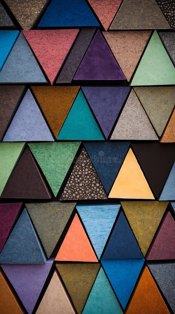 Triangles Arranged with Textured Fills Create an Attractive Wallpaper Design for Decor Stock ...