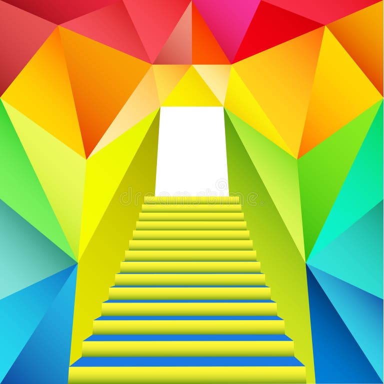 Colorful Triangular Design with Staircase Gate Stock Vector ...