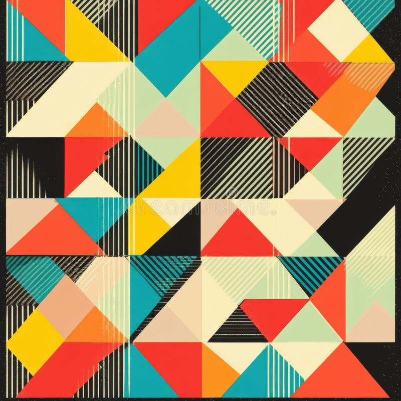 Colorful Triangular Pattern with Stripes, Geometric Design on a ...