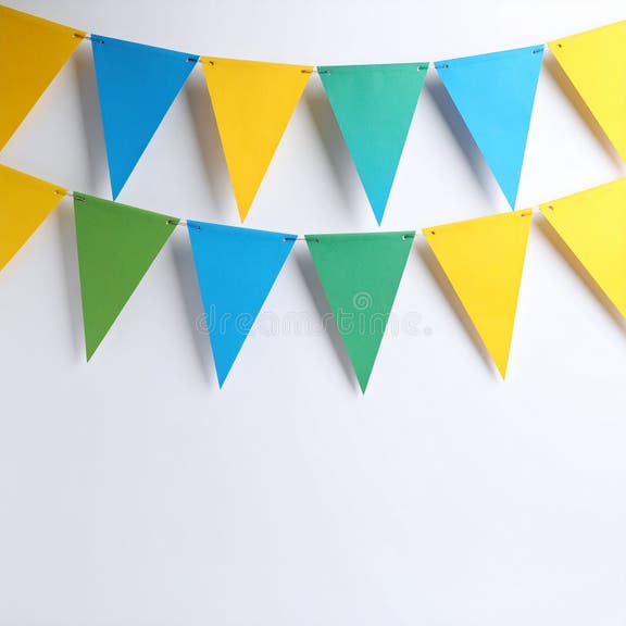 Bright Flags on White Background. Party Decoration Stock Illustration ...