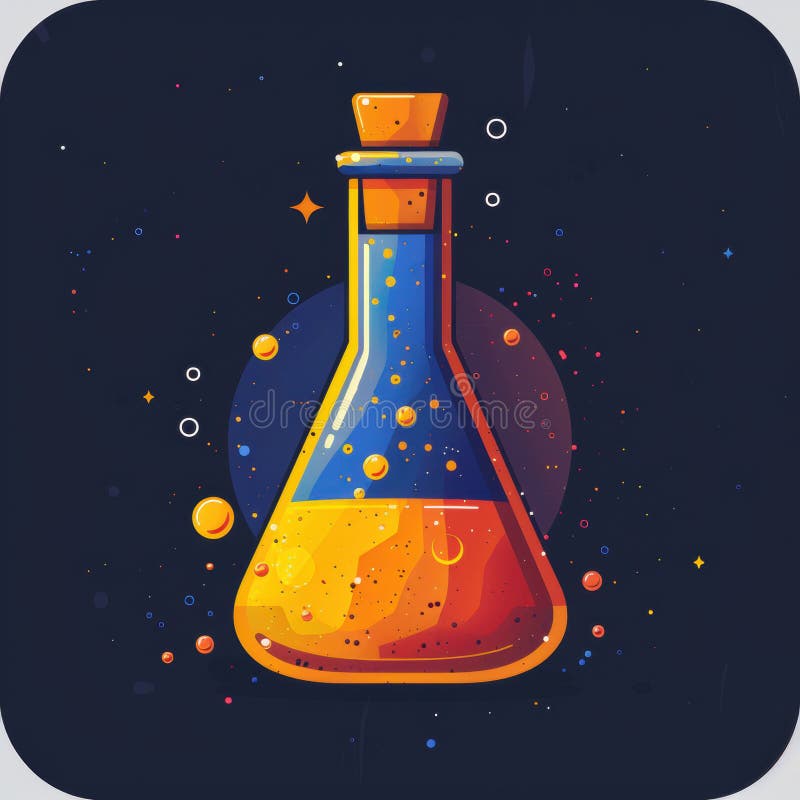 A Colorful Triangular Science Beaker Filled with Vibrant Liquid ...