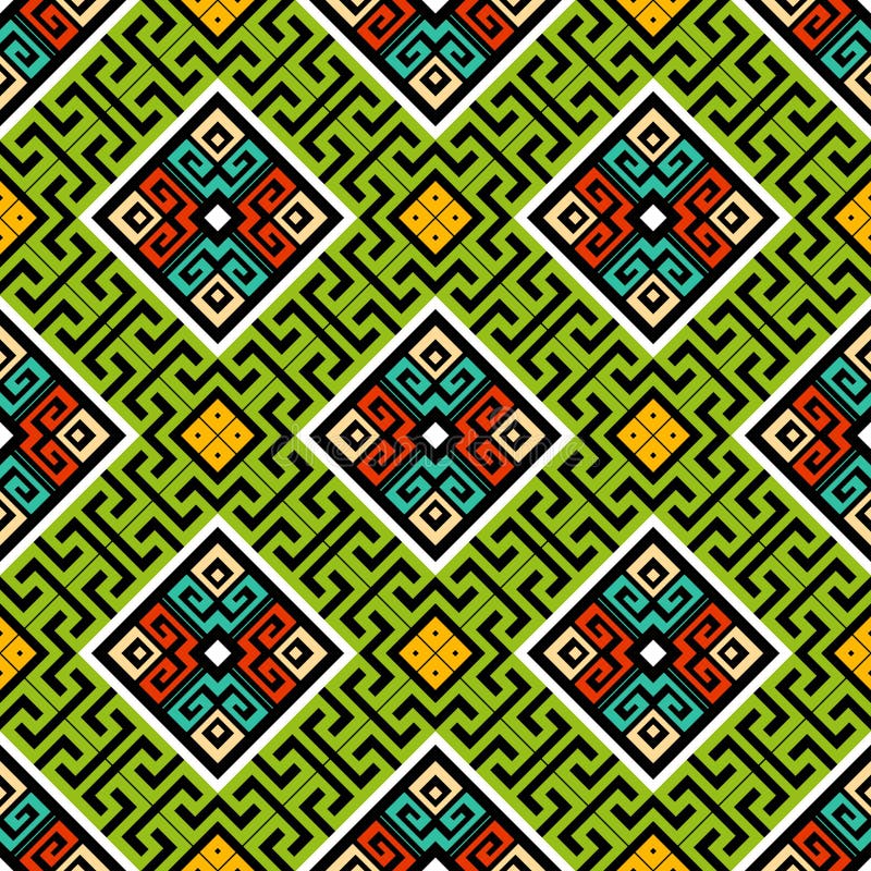 Colorful Tribal Ethnic Style Seamless Pattern. Rhombus Frames. Vector ...