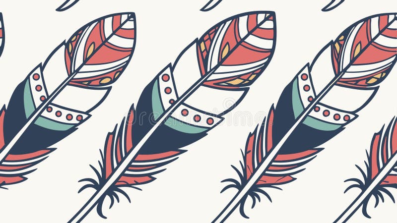 Colorful Tribal Feathers Pattern, Artistic and Ethnic Design. Vector ...