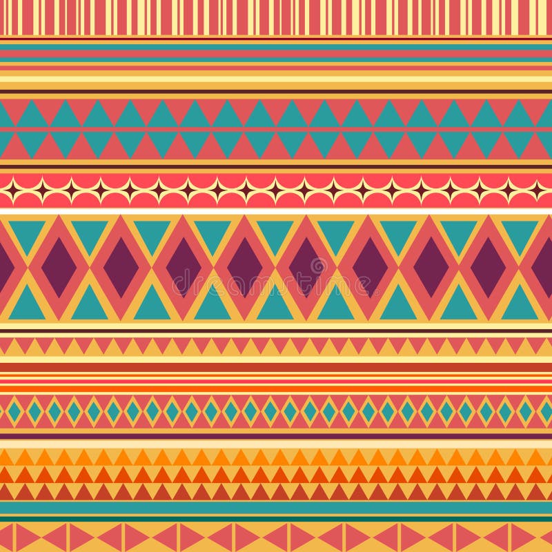 Colorful Tribal Geometric Aztec Seamless Pattern Stock Vector ...
