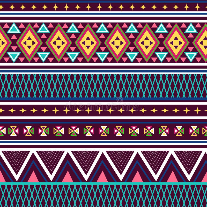 Colorful Tribal Geometric Aztec Seamless Pattern Stock Vector ...