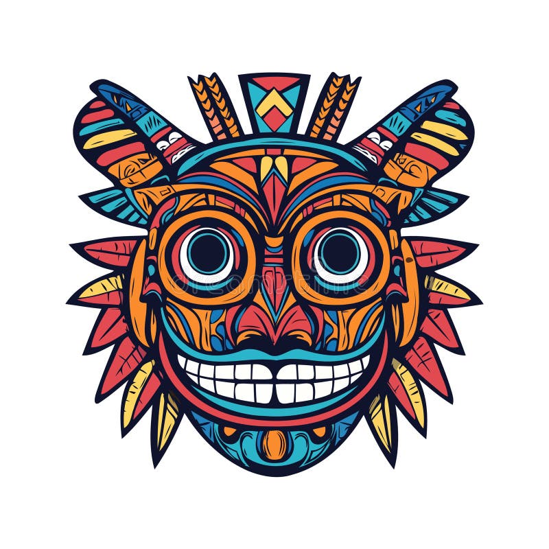 Colorful Tribal Sun Mask Illustration. Stock Illustration ...