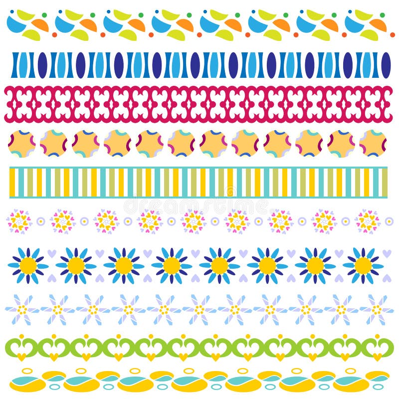 Colorful Trim or Border Collection Stock Vector - Illustration of ...