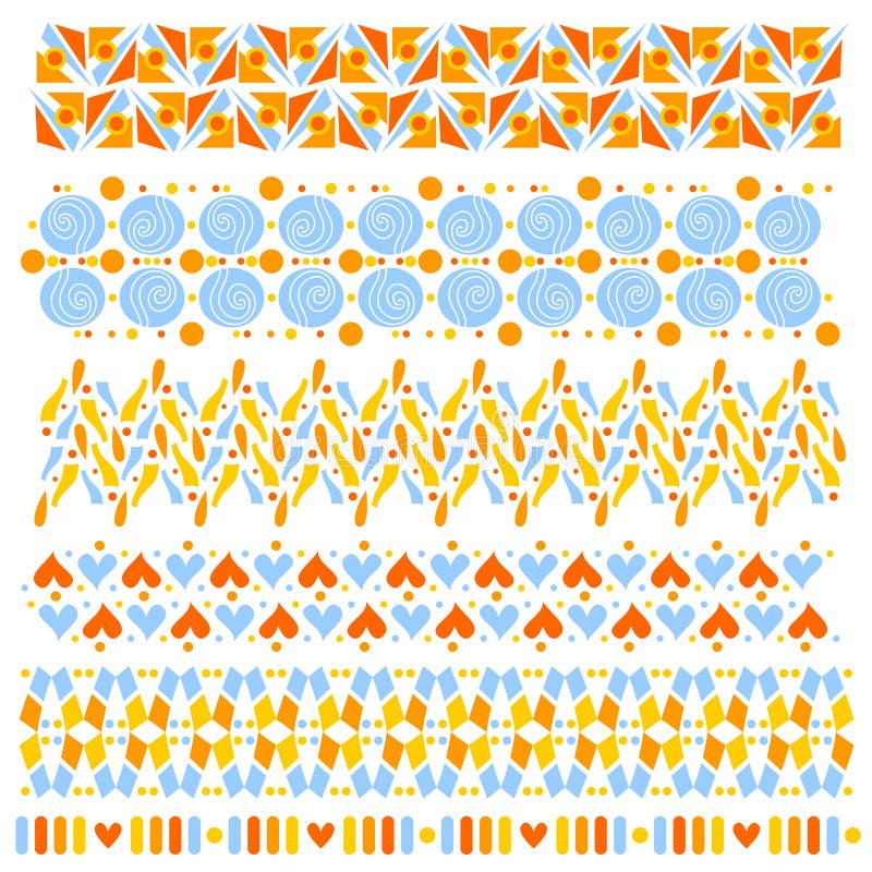 Colorful Trim or Border Collection Stock Illustration - Illustration of ...