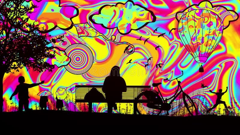 Colorful Trippy Psychedelic Landscape - Loop Abstract Fantasy Illusion ...