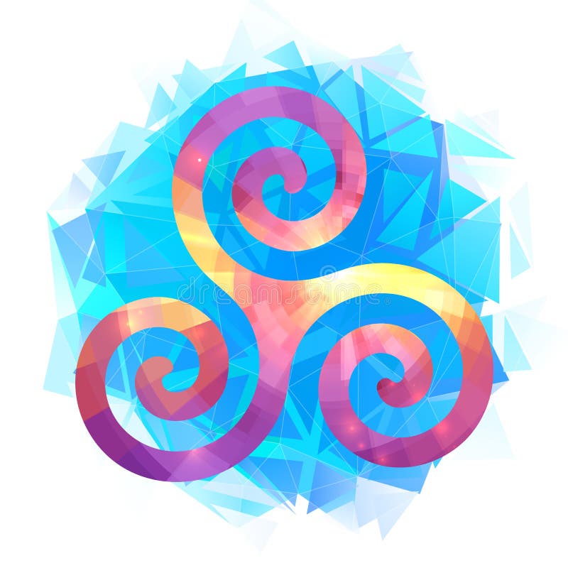 Colorful Triskel On Blue Triangles Modern Stock Vector - Illustration ...