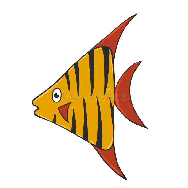 Colorful Tropic Fish Cartoon Style Hand Drawn for Design Stock Vector ...