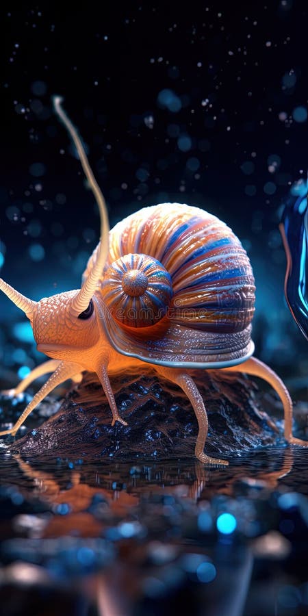 Colorful Tropical Cute a Snail Blurry Background Stock Illustration ...