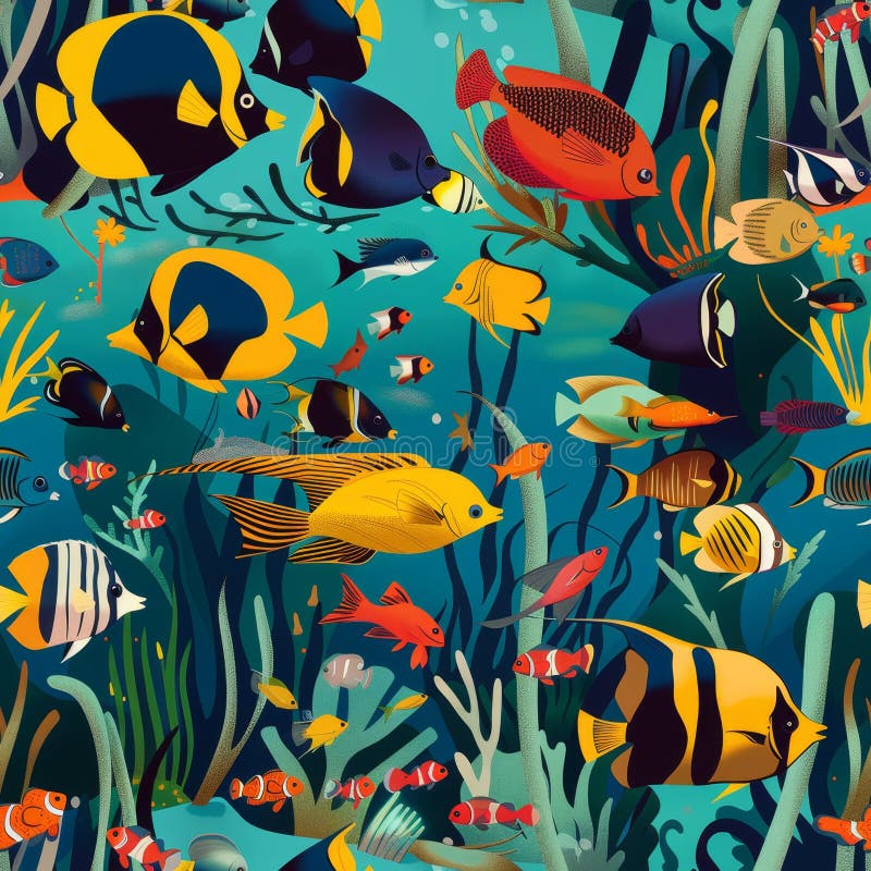 Colorful Tropical Fish and Coral Reef Underwater Scene Stock Image ...