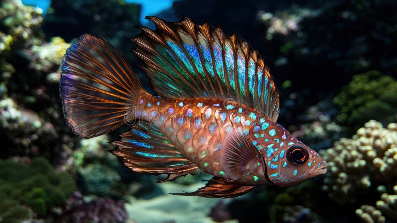 Colorful Tropical Fish Swimming in Coral Reef Stock Illustration ...
