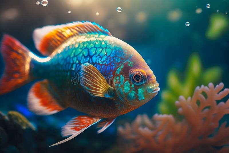 Colorful Tropical Fish Underwater. Stock Illustration - Illustration of ...