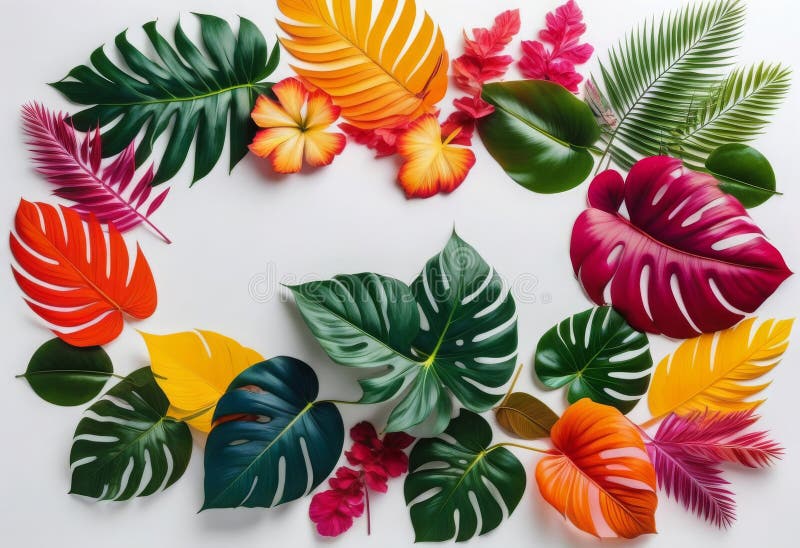 A Colorful Tropical Leaf Arrangement Stock Illustration - Illustration ...