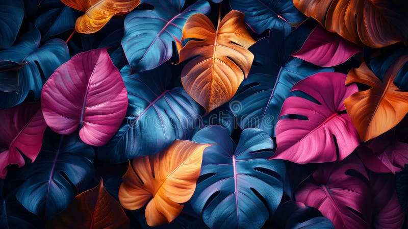 Colorful Tropical Leaves with Vibrant Hues Stock Image - Image of plant ...