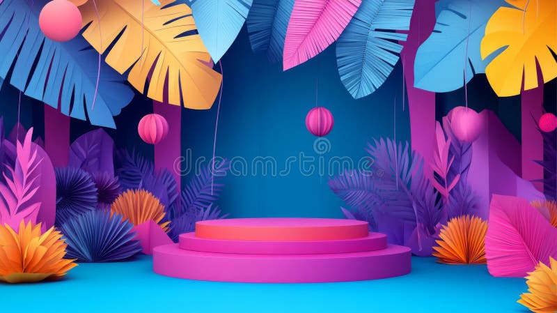 Colorful Tropical Product Display Platform Stock Illustration ...