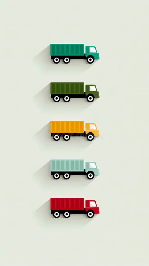 Colorful Trucks Minimalist Illustration with Empty Space Stock ...