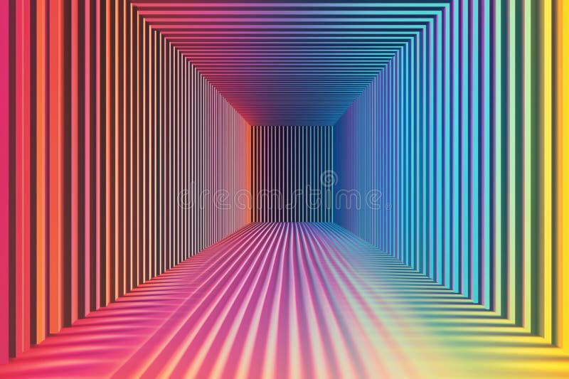Colorful Tunnel with Gradient Lines, Vibrant Hues, Optical Illusion ...