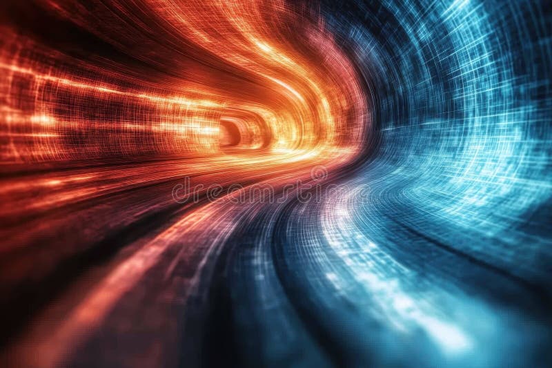 Vibrant Red and Blue Abstract Swirl Forms a Dynamic Tunnel in Digital ...