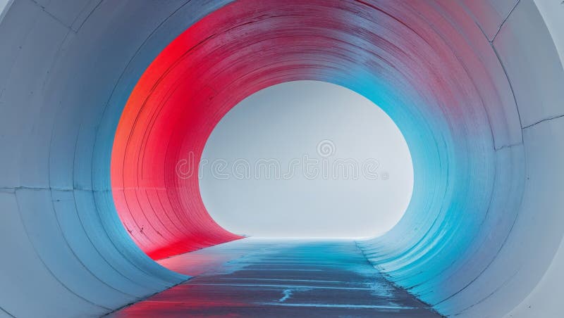 A Colorful Tunnel with a Red and Blue Section. Stock Image - Image of ...