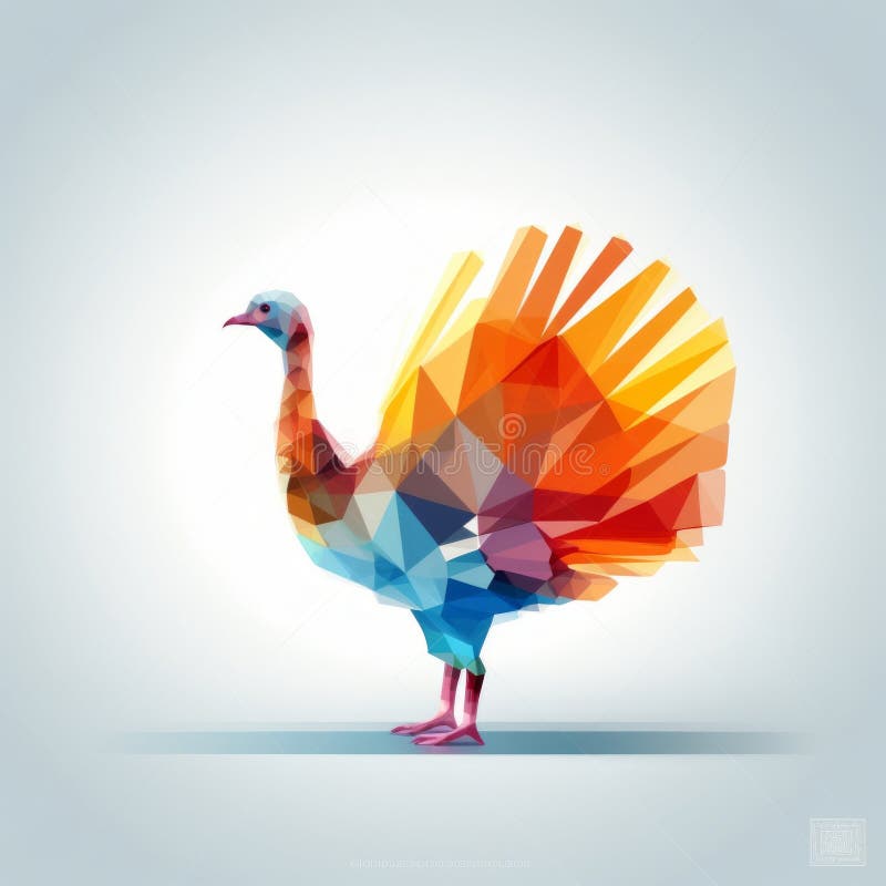 A Colorful Turkey is Shown on a Gray Background Stock Illustration ...