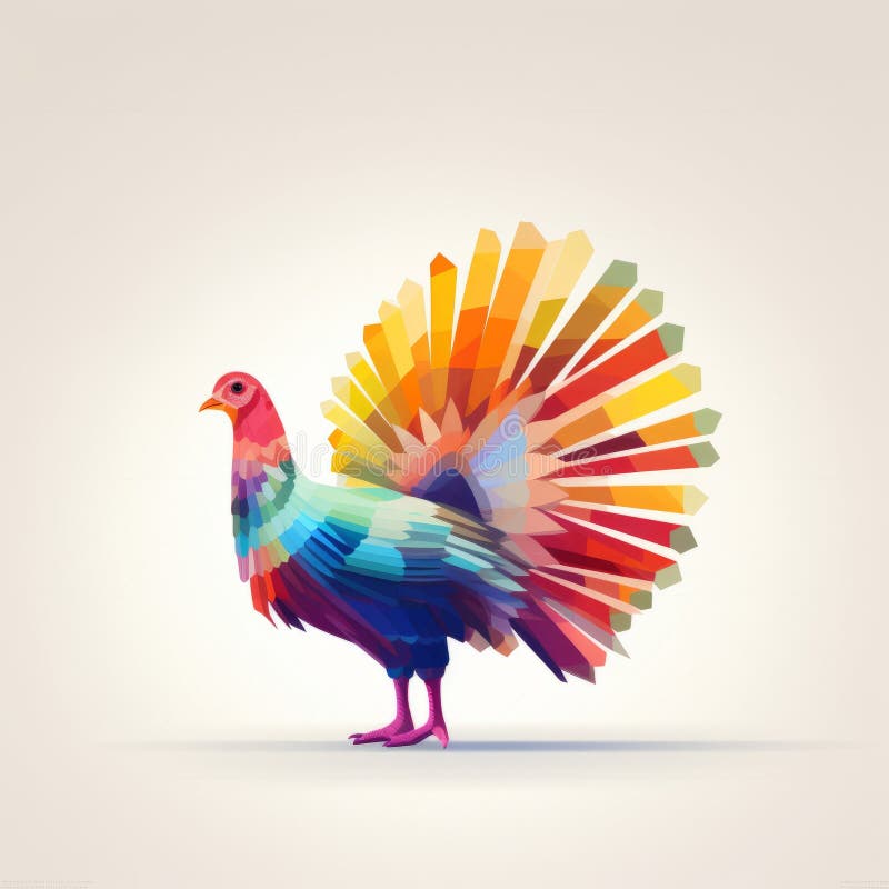 A Colorful Turkey is Shown on a White Background Stock Illustration ...