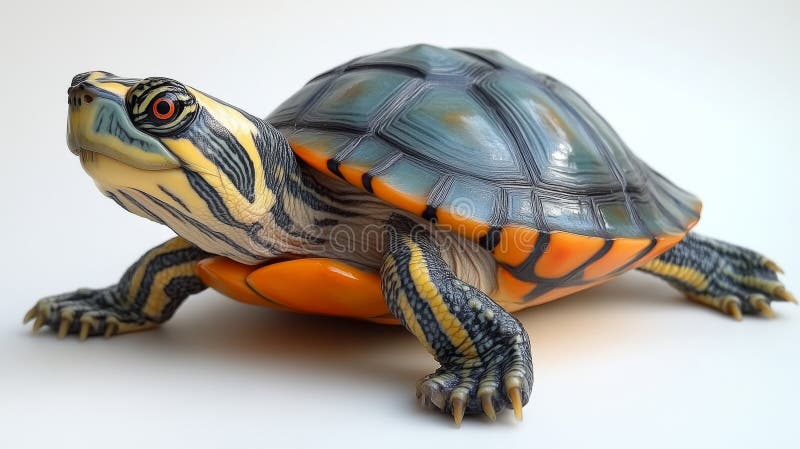 Colorful Turtle on White Background, Wildlife Photography Concept Stock ...