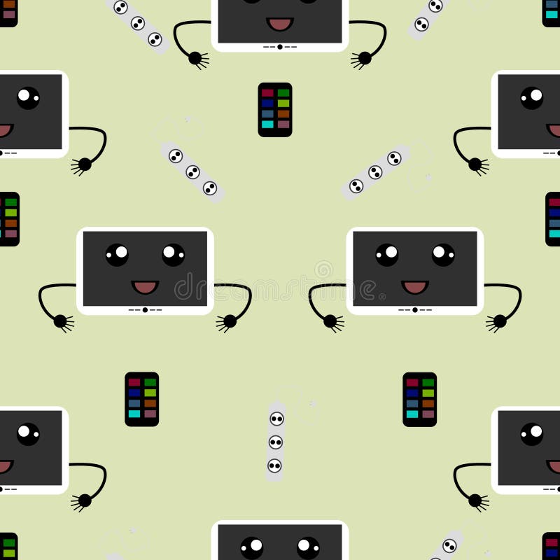 Colorful TV and Remote Controller Seamless Vector Pattern Stock ...