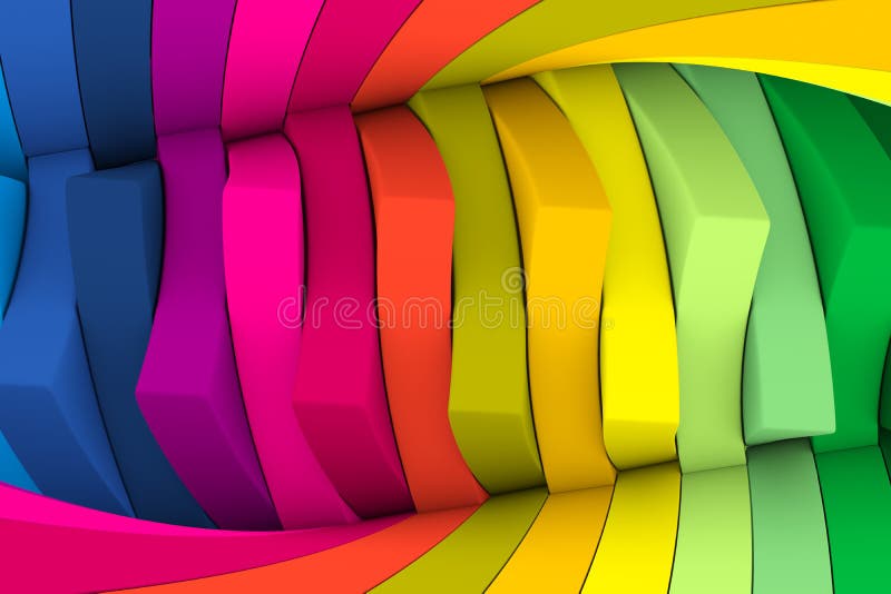 Colorful Twisted Boxes Abstract Background 3D Stock Illustration ...
