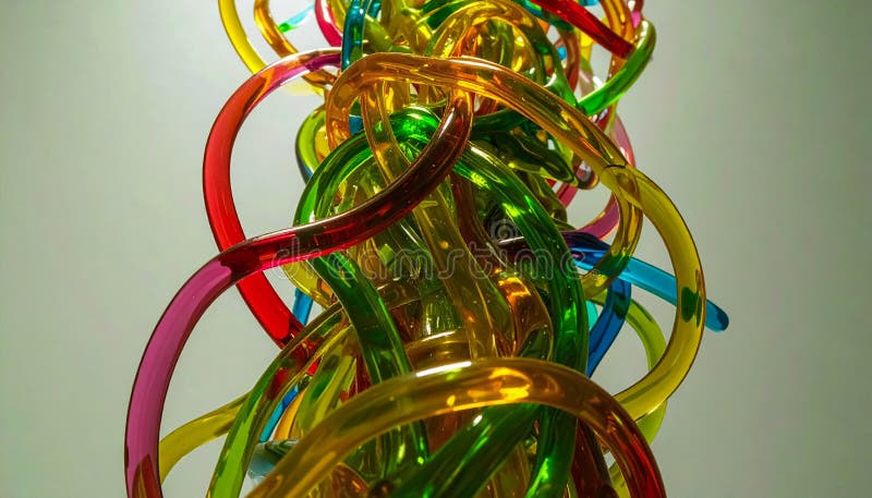 Colorful Twisted Light Tubes Forming a Dynamic Abstract Tower with ...