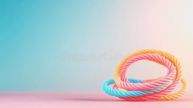 Colorful Twisted Rope Coils on Soft Background with Pastel Shades for ...