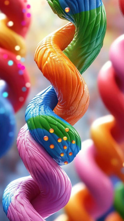 Colorful Twisted Strands Resembling Candy or Decorative Elements ...