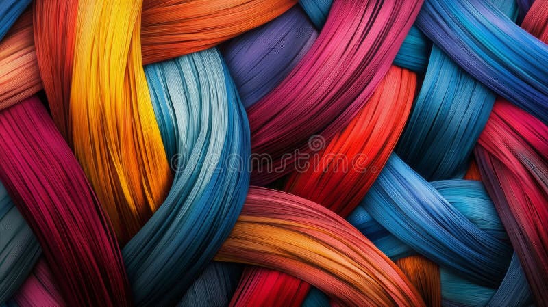 Colorful Twisted Strands of Smooth Textured Fabric Background Stock ...
